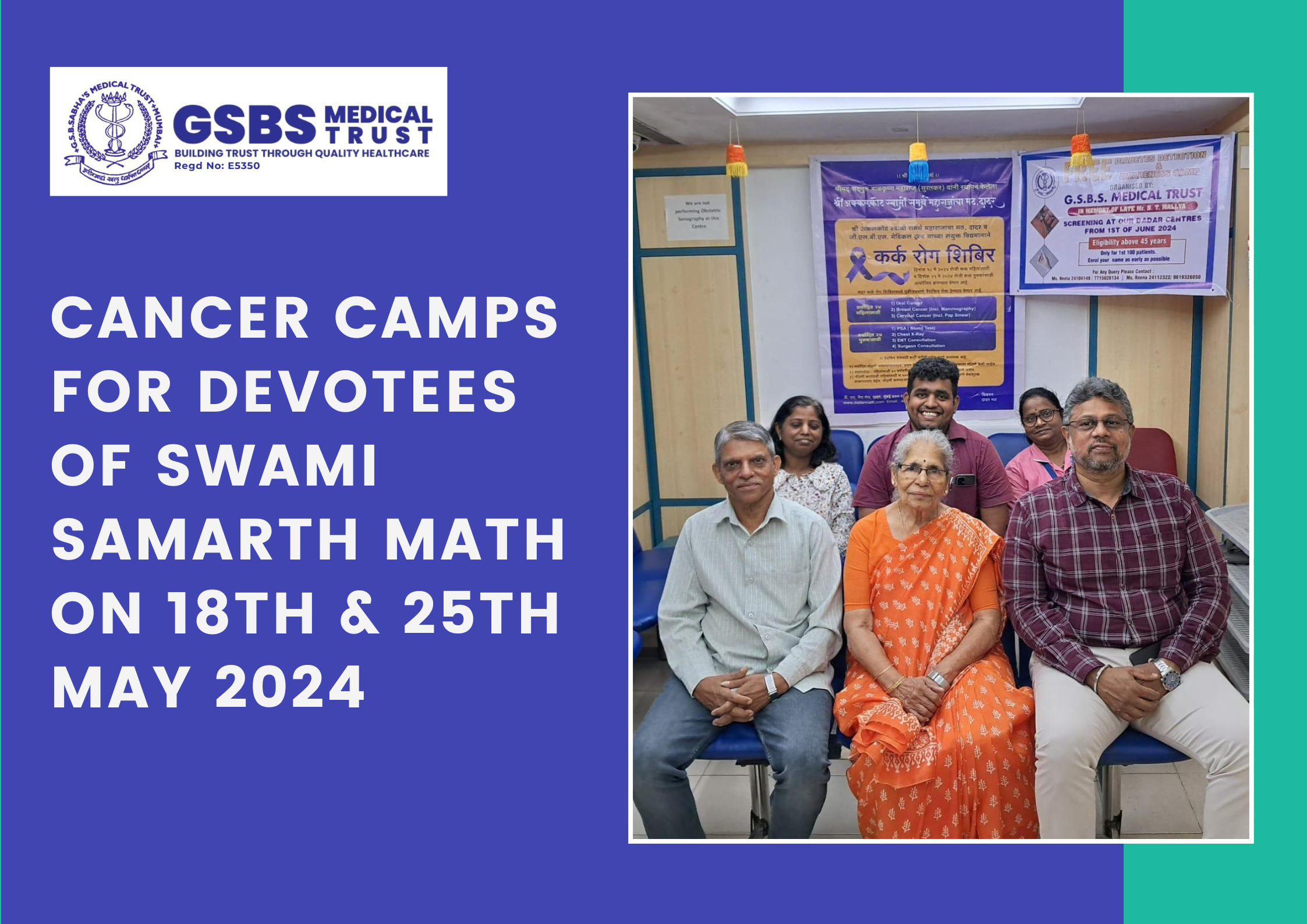 Cancer Detection Camps for Devotees of Swami Samarth Math - GSBS ...